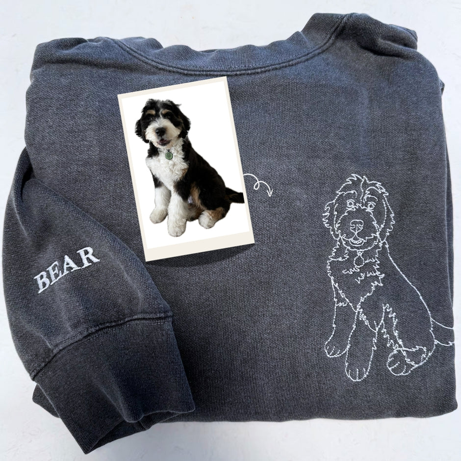 Custom Dog Sweatshirt - Pet Hoodie - Embroidered Gift for Pet Lover