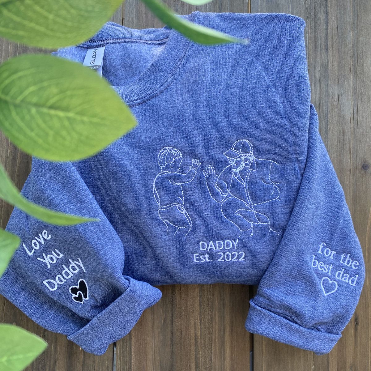 Dad Sweatshirt, Custom Embroidered Portrait Photo Sweatshirt Father an ...