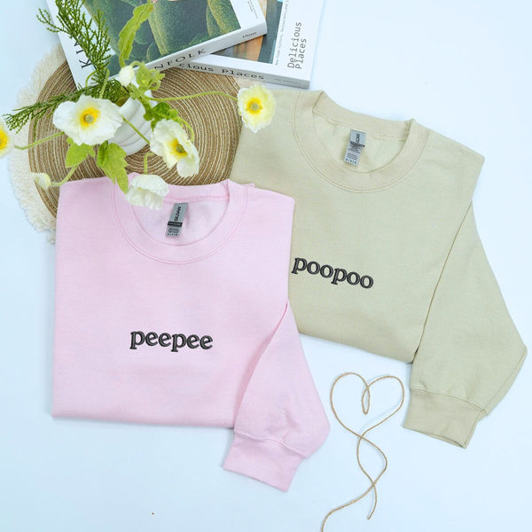 Pee Pee Poo Poo Matching Hoodies or Sweatshirts, Custom Embroidered Gi