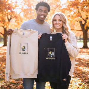 Custom Embroidered Couple Portrait Photo with Spotify Code Sweatshirt
