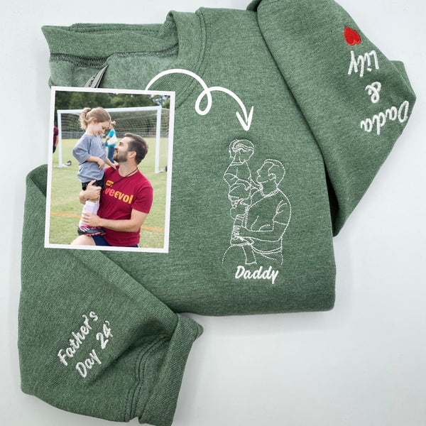 Dad Sweatshirt, Custom Embroidered Portrait Photo Sweatshirt Father an ...