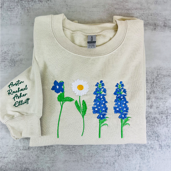 Bloom in Elegance: Embroidered Flower Sweatshirt!