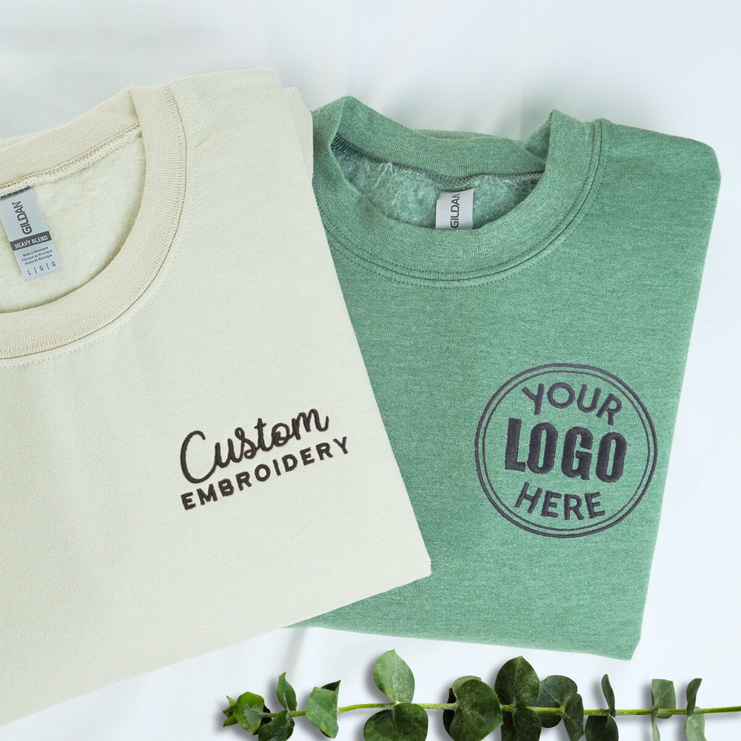 Bulk Embroidered Sweatshirts with Logo, Any Text or Photo