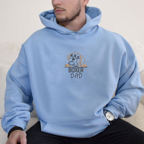 Custom Boxer Hoodie Embroidered with Dog Name, Dog Dad Hoodie for Boxer ...